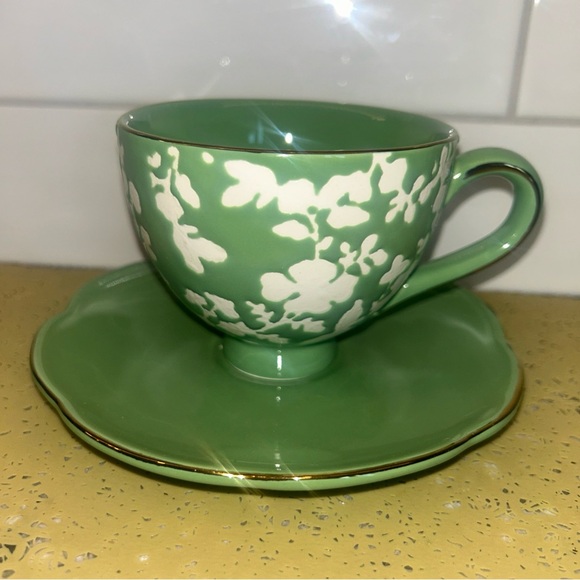 Threshold | Dining | Threshold Cup Saucer Set Stoneware Green White ...